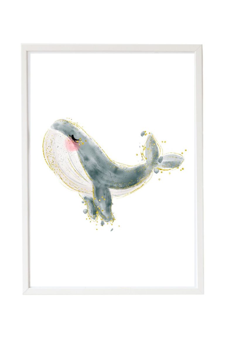 DESSIN D'ENFANT BALEINE GRISE% Film A3, encadré ou avec cintre ...